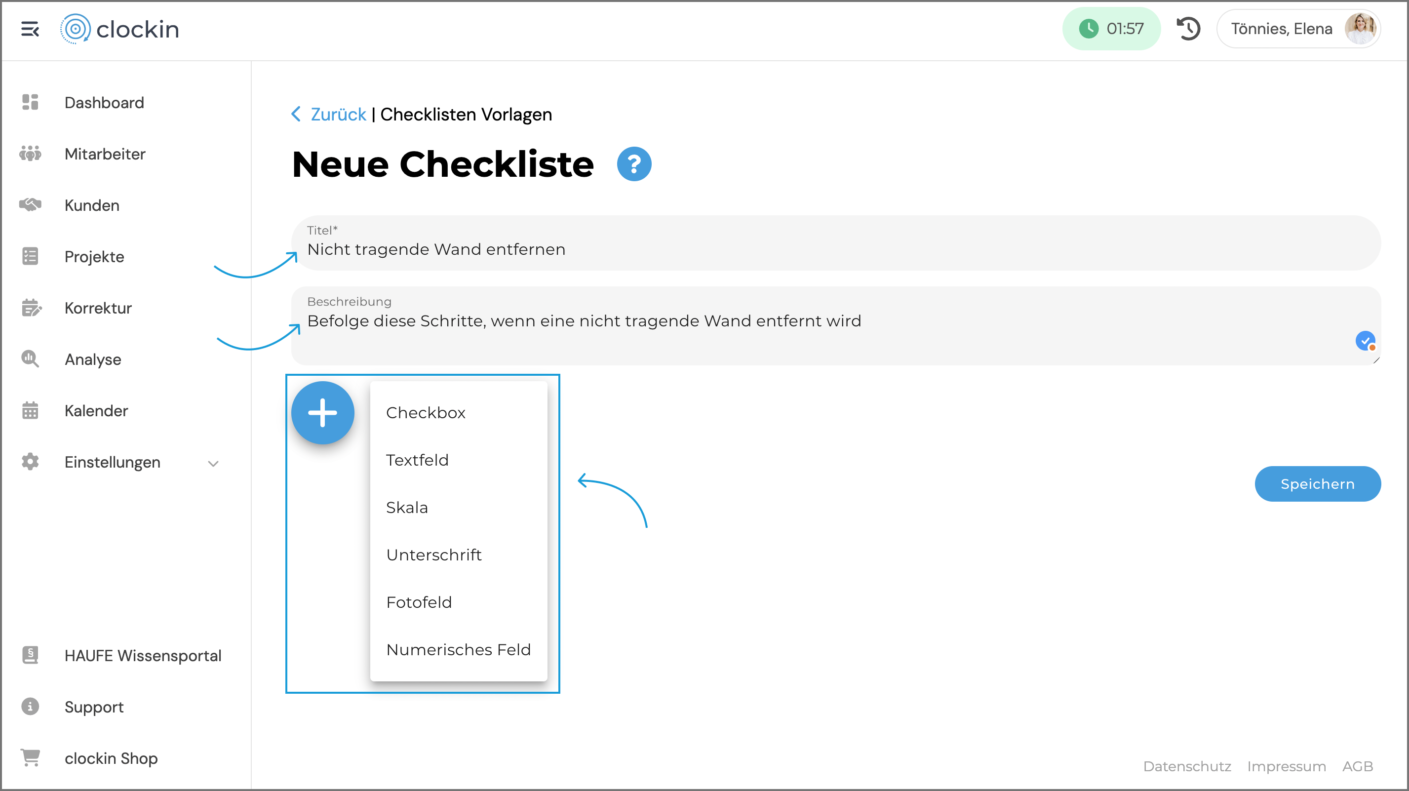 Wie lege ich Checklisten an?